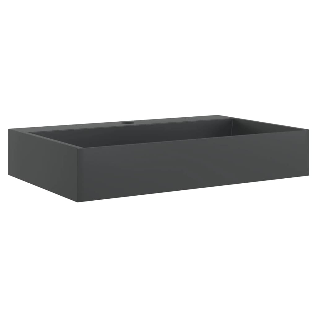 vidaXL Handlaug 60x38x11 cm Steinsteypt/Marmarasteypt Mattsvört | vidaXL.is