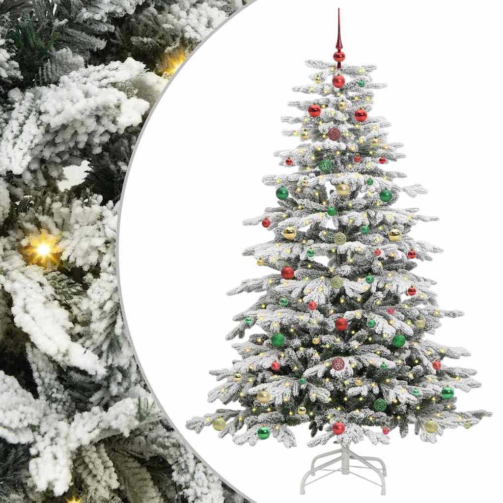 vidaXL Gervi hengdu jólatré Með LED ræma ljósum Hvítt 180 cm PE og PVC ...