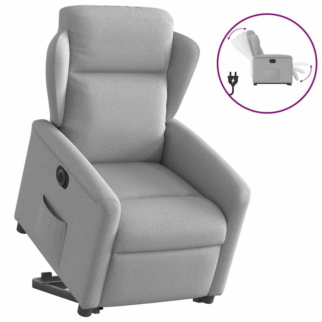 vidaXL Electric Stand up Recliner stóll Cloud Grey Efni | vidaXL.is